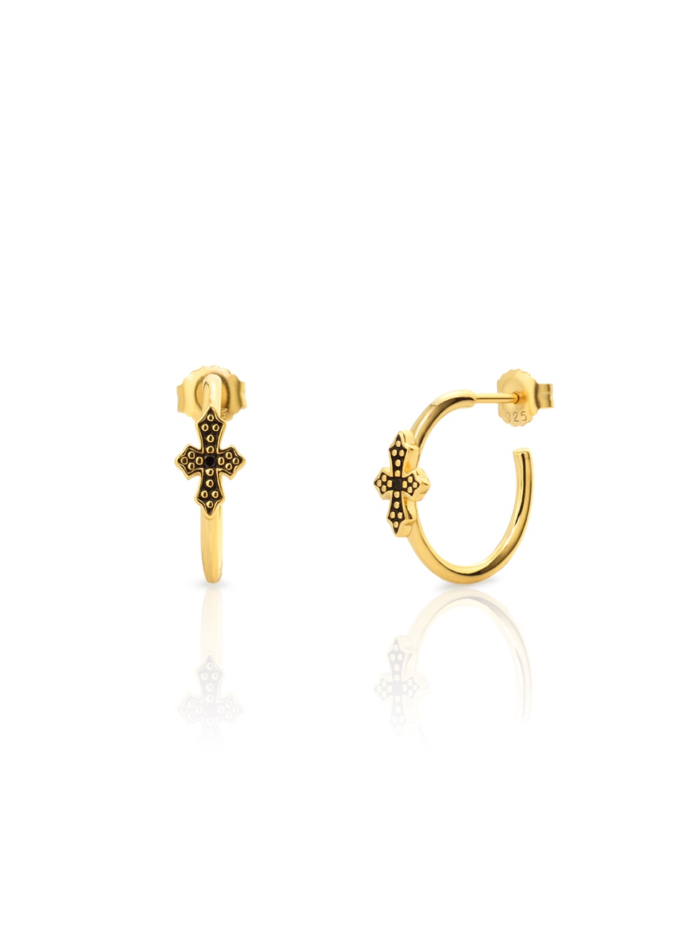 Aran Jewels | Ohrringe | MINI BLACK CROSS gold