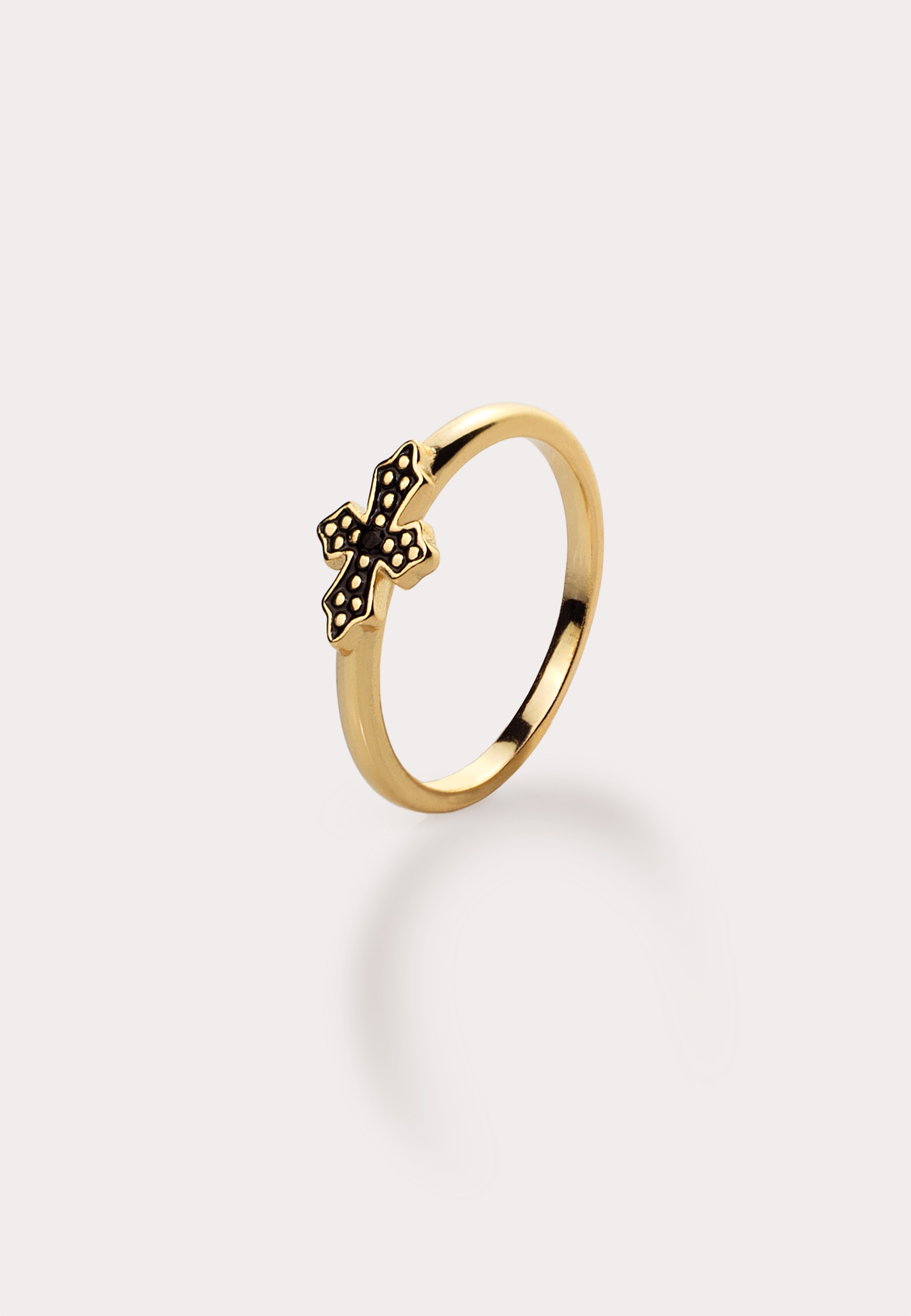Aran Jewels Ringe BLACK CROSS gold ring